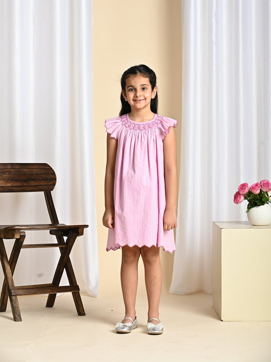 Buy Fefi Flutter Sleeveless Coton Girls Dress - Pink Online - The Tribe ...